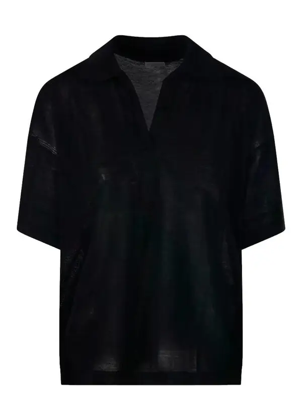ROBERTO COLLINA Collared V-neck T-shirt - Black
