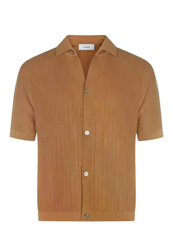 LARDINI Ribbed Buttoned Shirt - Brown