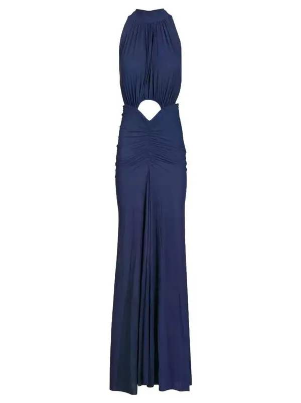 AMAZUIN Mina Cut-out Ruched Maxi Dress - Blue