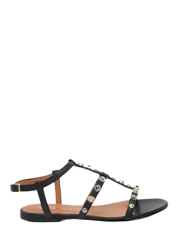 VIA ROMA 15 Stud-embellished Buckled Sandals - Black