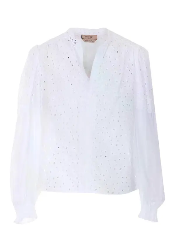 TWINSET V-neck Embroidered Shirt - White