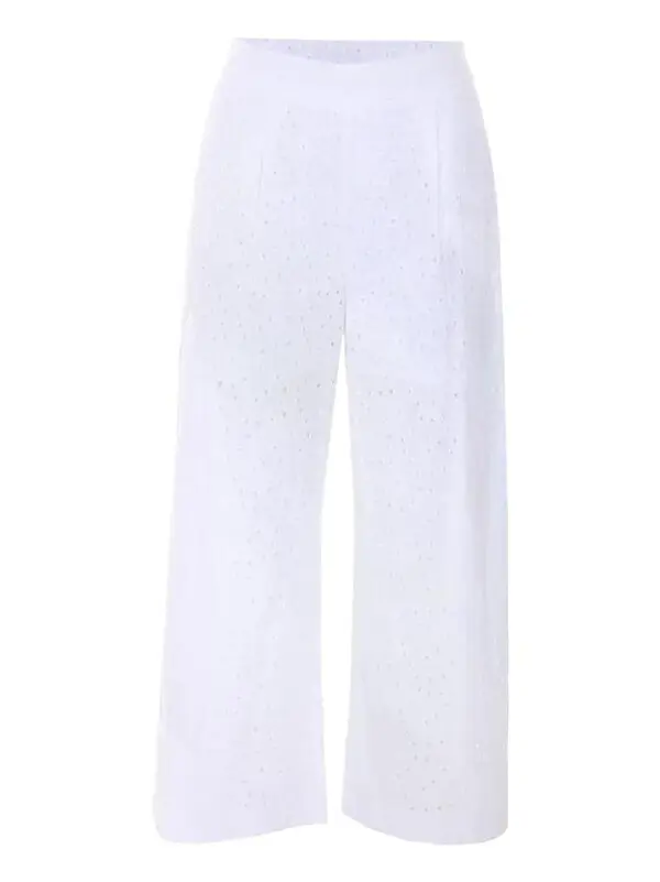 TWINSET Floral-embroidered Wide-leg Trousers - White