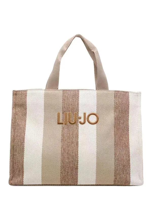 Liu Jo Logo-embroidered Striped Tote Bag - White