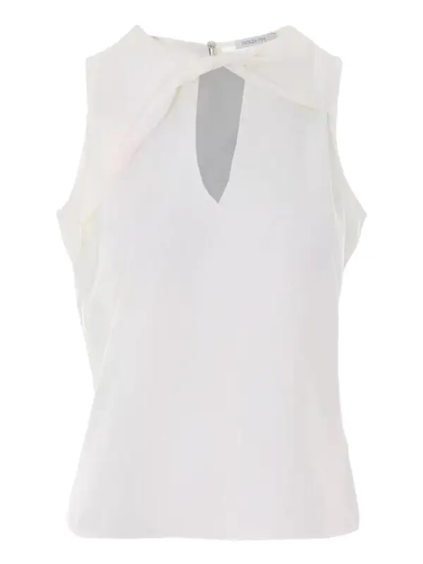 Patrizia Pepe Twist-detail V-neck Tank Top - Neutrals