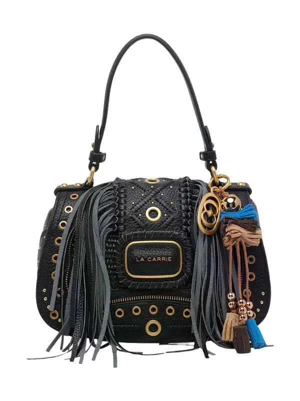 LA CARRIE Jungle Fringed Handbag - Black