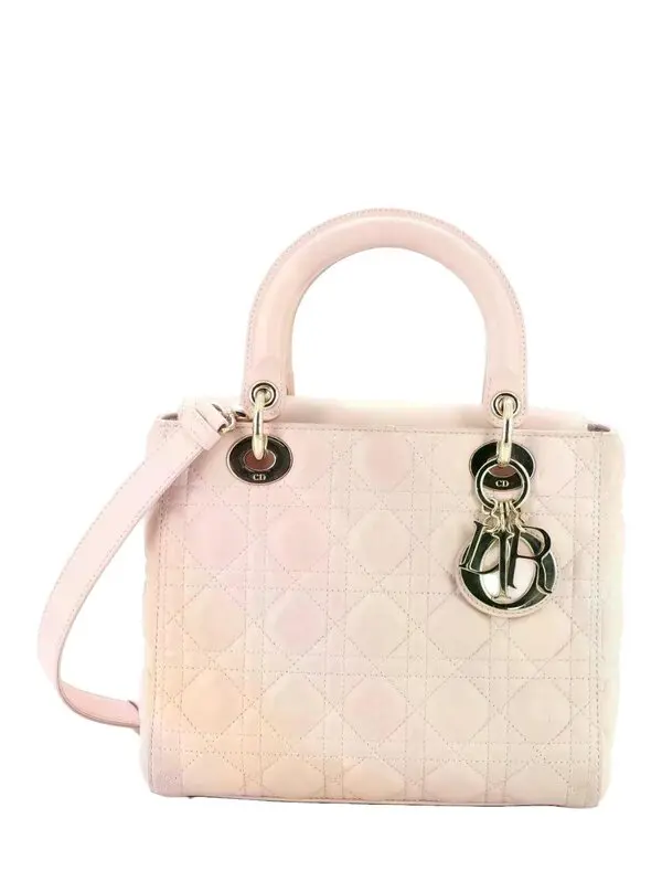 Dior Lady Nm Medium Satchel Cannage Quilt Lambskin - Pink