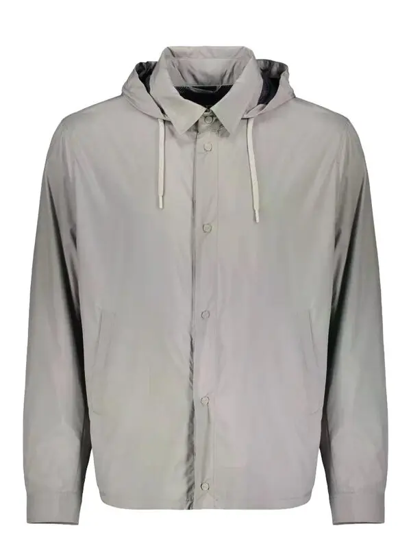 Herno Hooded Button Jacket - Grey