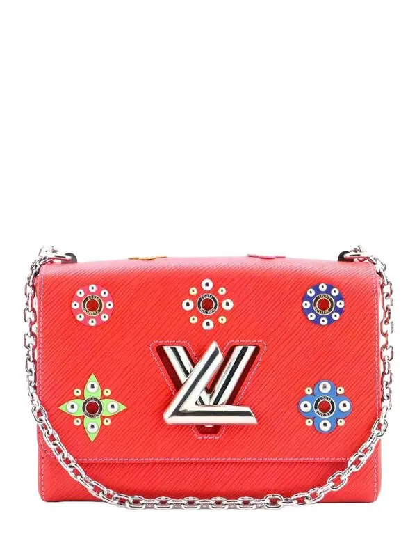 LOUIS VUITTON Twist Handbag Limited Edition Flower Embellished Epi Leather Mm - Red