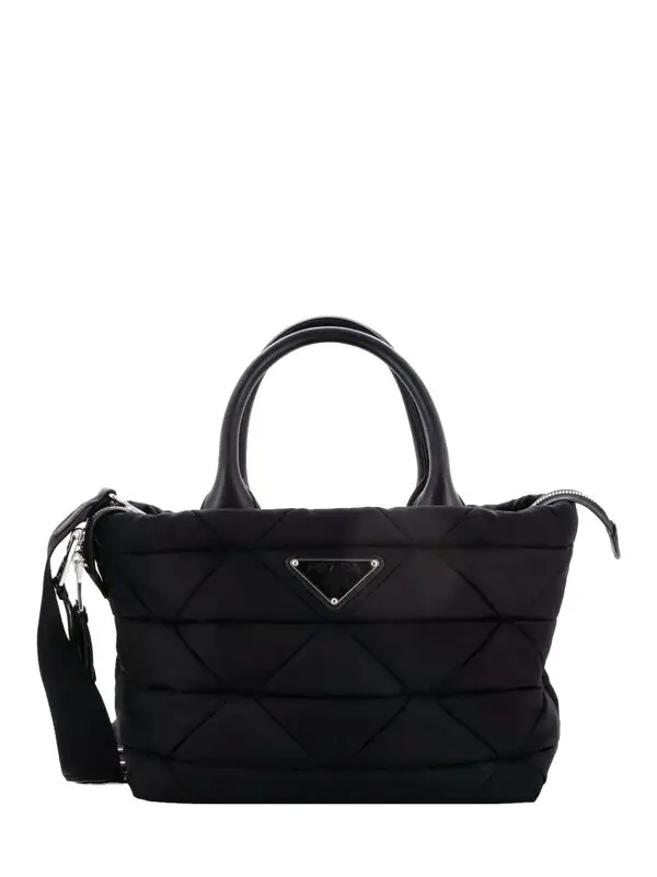 Prada Padded Quilted Re-nylon Leather Satchel - Black