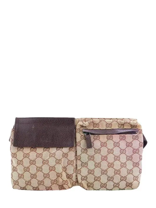 Gucci Vintage Double Gg Canvas Belt Bag - Brown