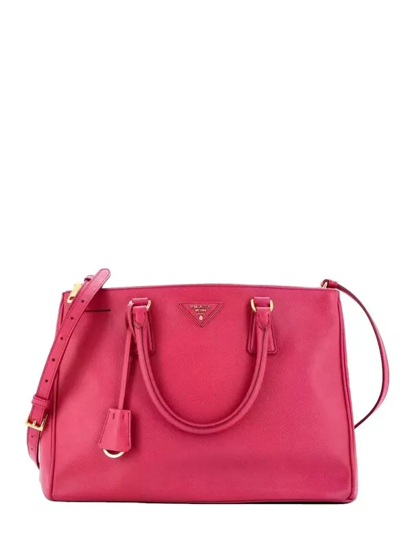 Prada Double Zip Lux Saffiano Leather Medium Tote Bag - Pink