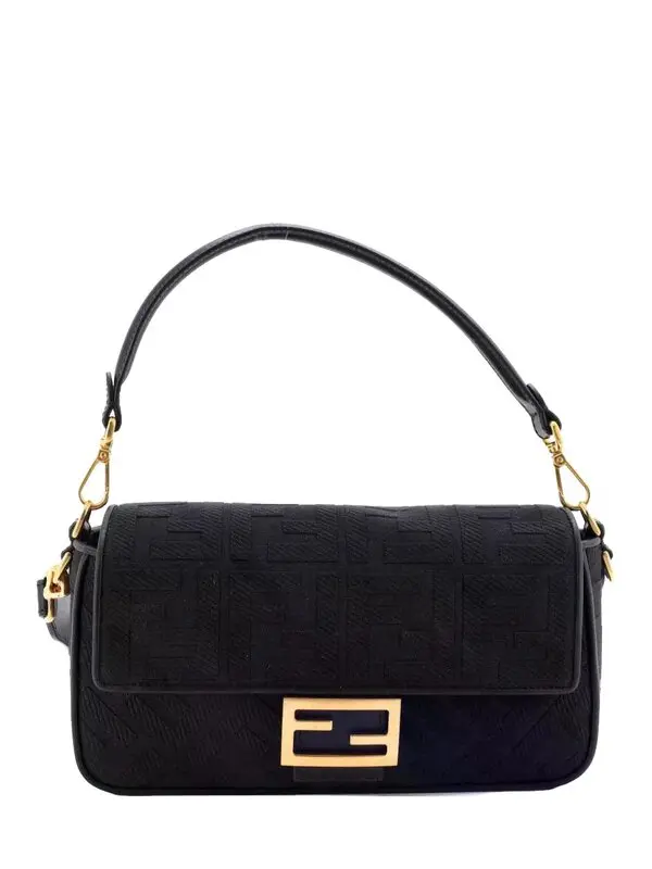 Fendi Baguette Nm Bag Zucca Embroidered Canvas Medium - Black