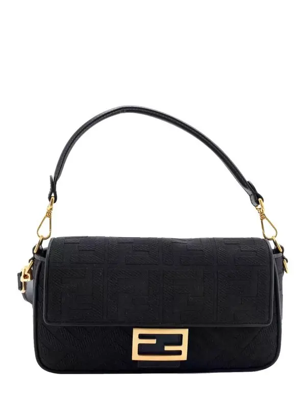 Fendi Baguette Nm Bag Zucca Embroidered Canvas Medium - Black