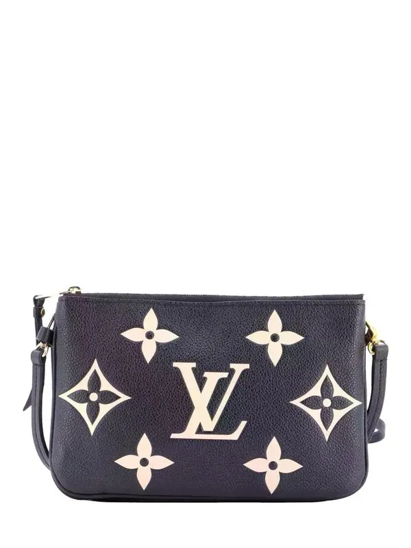 LOUIS VUITTON Double Zip Pochette Bicolor Monogram Empreinte Giant - Black
