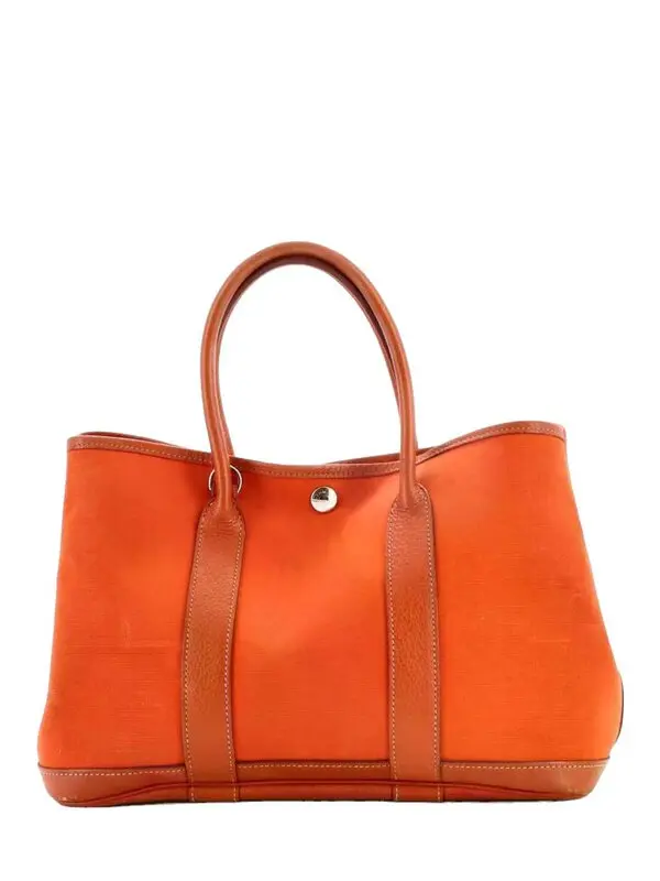 Hermès Garden Party Toile And Leather 30 Tote Bag - Orange