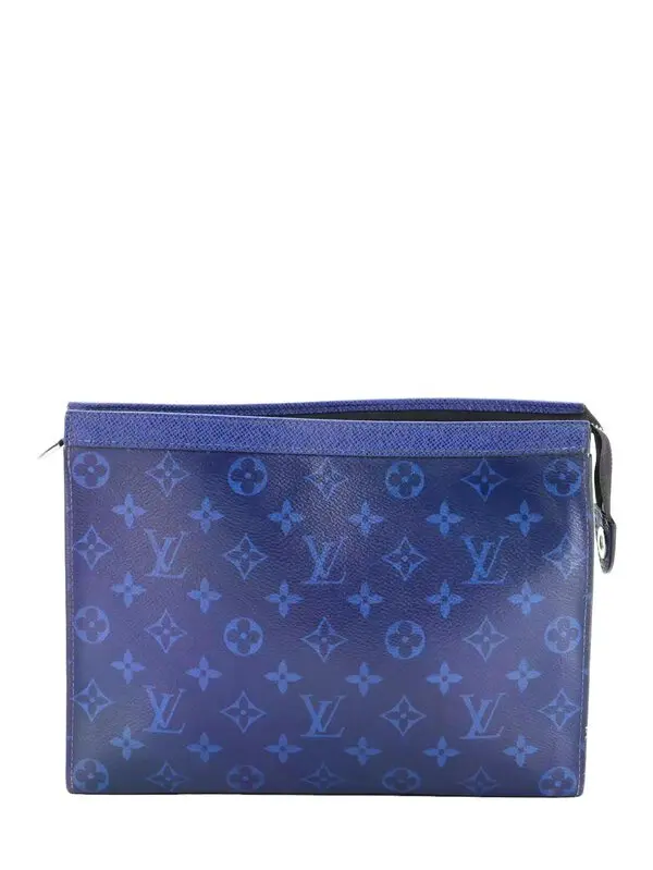 LOUIS VUITTON Pochette Voyage Monogram Taigarama Mm Clutch - Blue