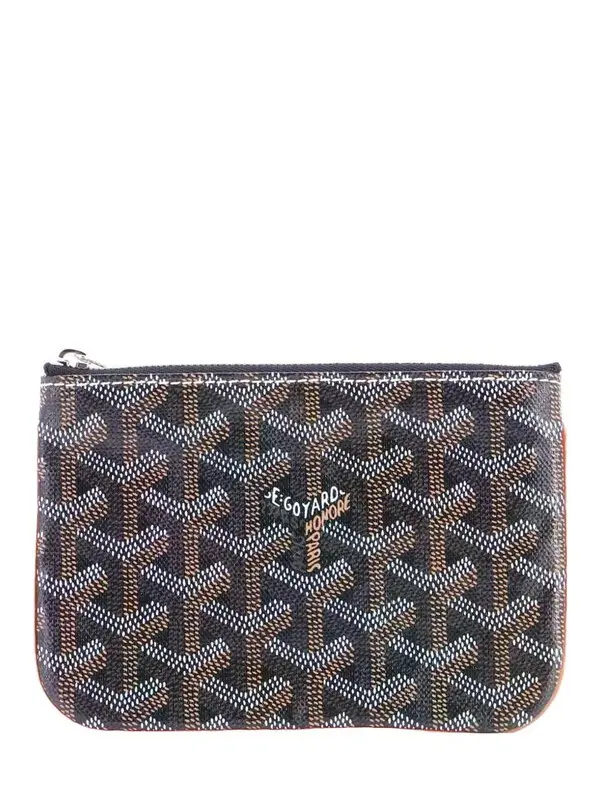 Goyard Senat Zip Pouch Coated Canvas Mini Clutch - Brown