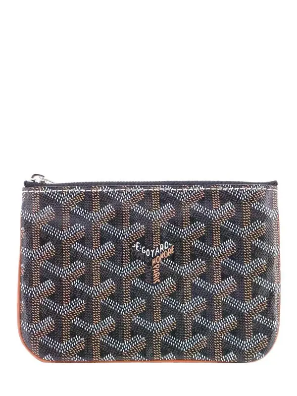 Goyard Senat Zip Pouch Coated Canvas Mini Clutch - Brown