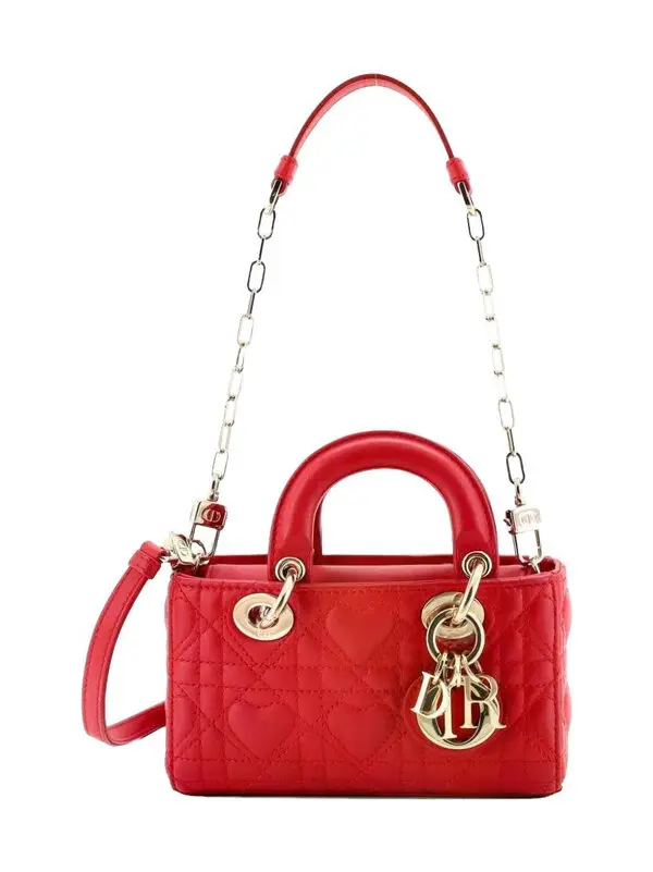 Dior Lady D-joy Micro Satchel Heart Cannage Quilt - Red
