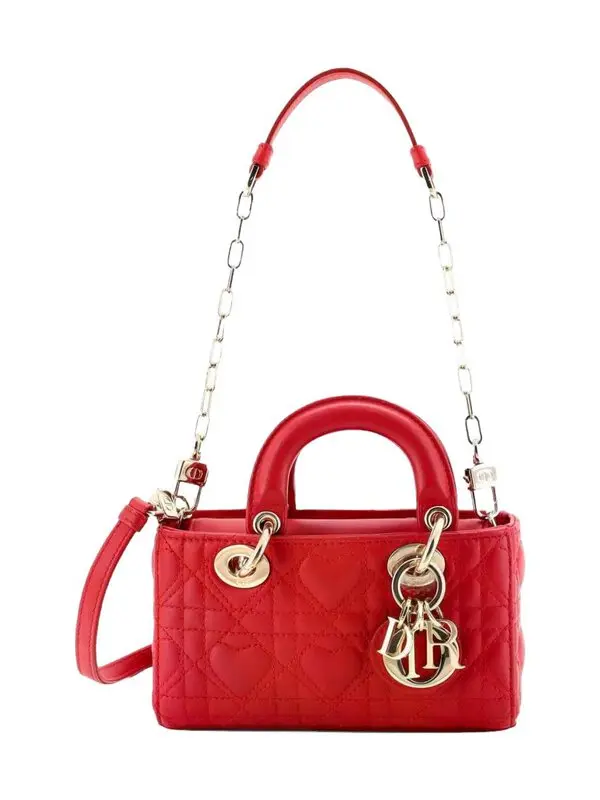 Dior Lady D-joy Micro Satchel Heart Cannage Quilt - Red