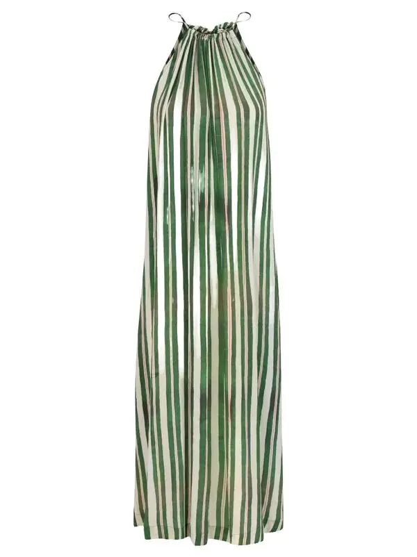 LENNY NIEMEYER Halter-neck Striped Midi Dress - Green