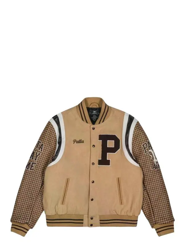 PATTA Logo-patch Houndstooth Bomber Jacket - Neutrals
