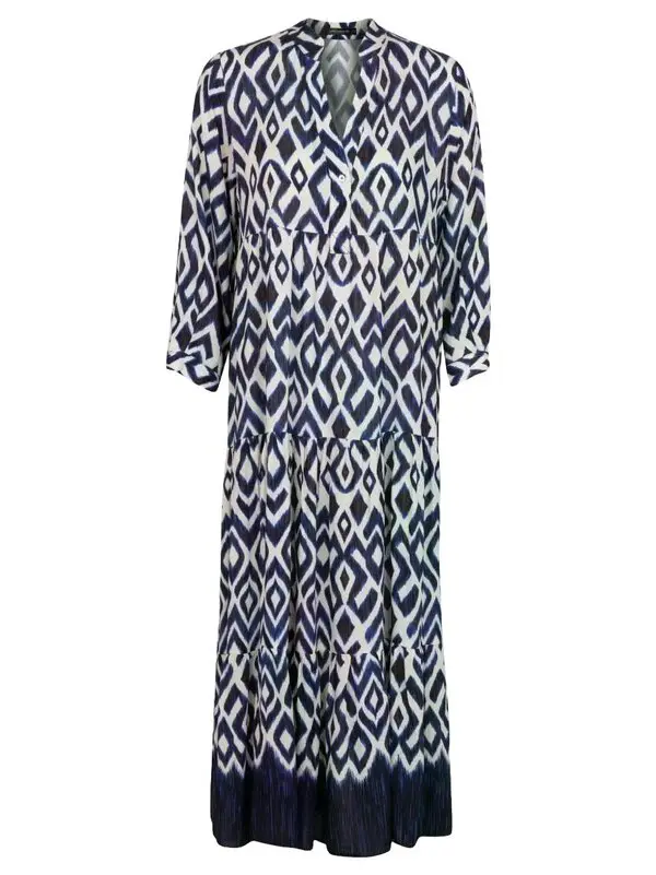 LENNY NIEMEYER Tiered Ikat-print Midi Dress - Blue