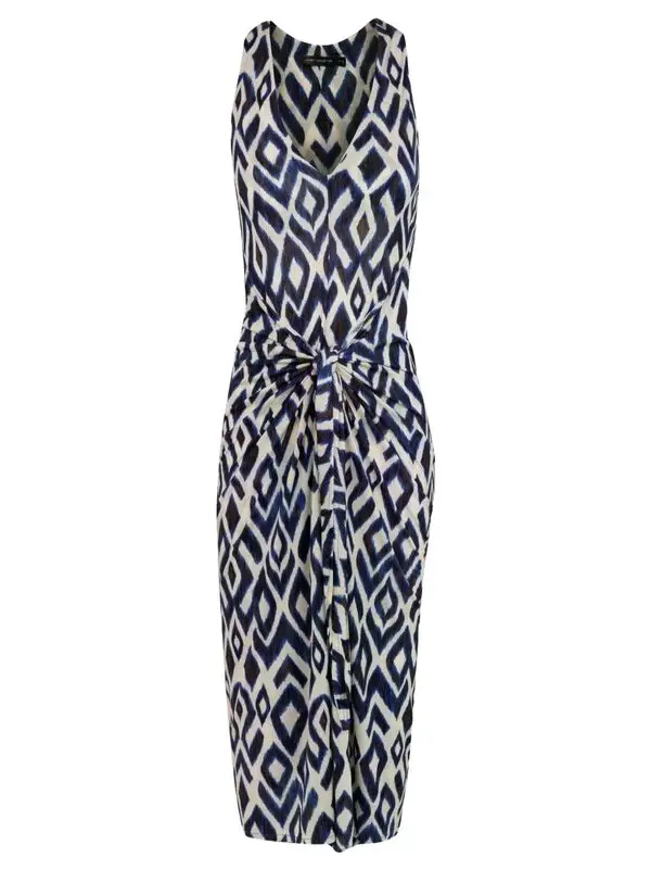 LENNY NIEMEYER All-over Print Tie-front Midi Dress - Blue