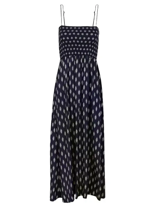 LENNY NIEMEYER Smocked-waist Patterned Midi Dress - Blue