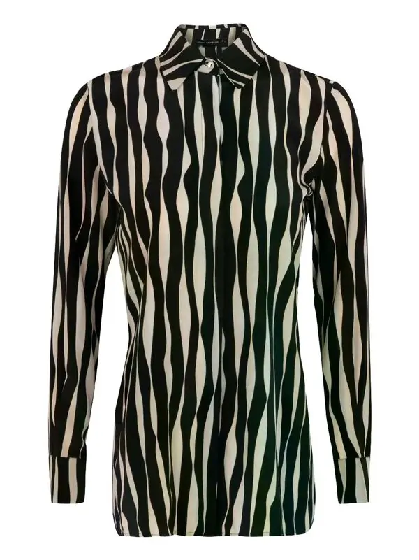 LENNY NIEMEYER Wave-print Silk Shirt - Black