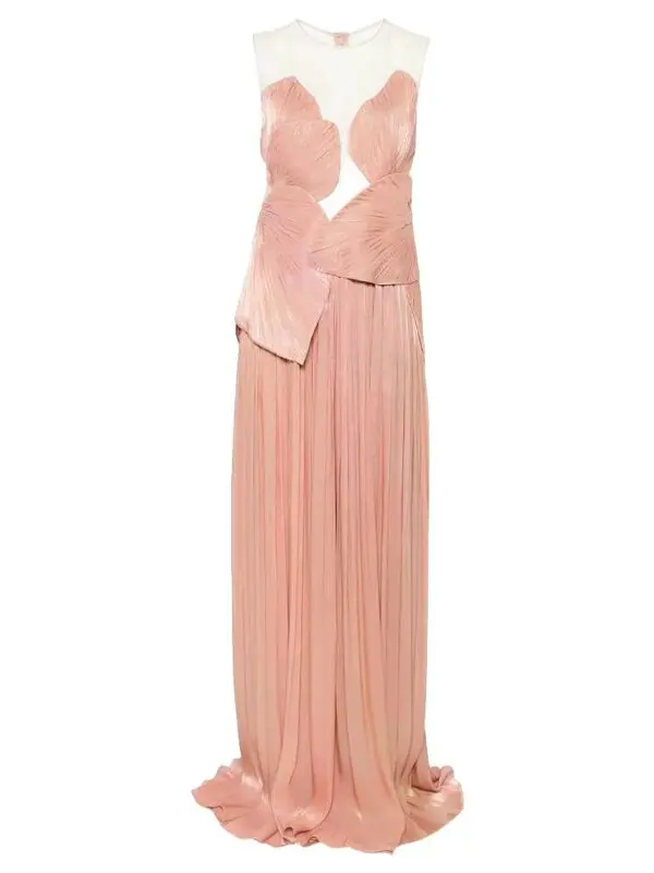 Costarellos Serenne Pleated Gown - Pink