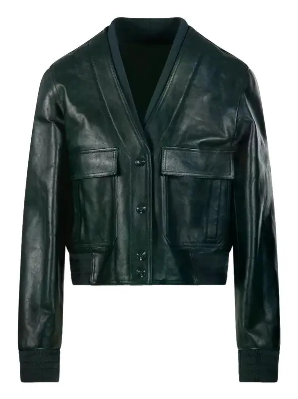 Gucci Buttoned Leather Jacket - Green