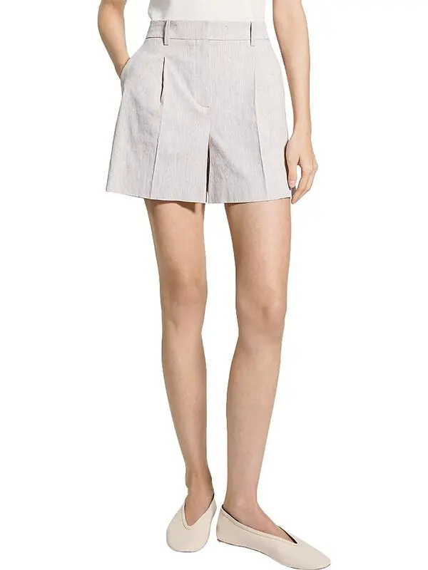 Theory Fluid Pleated Shorts - Cognac Multi