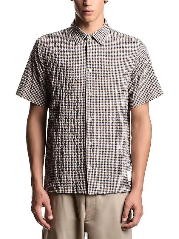 Emporio Armani Eagle Capsule Crinkle Checker Shirt - Brown/blue