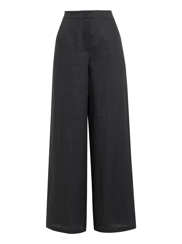 Max Mara Garibo Linen Wide-leg Pants - Black