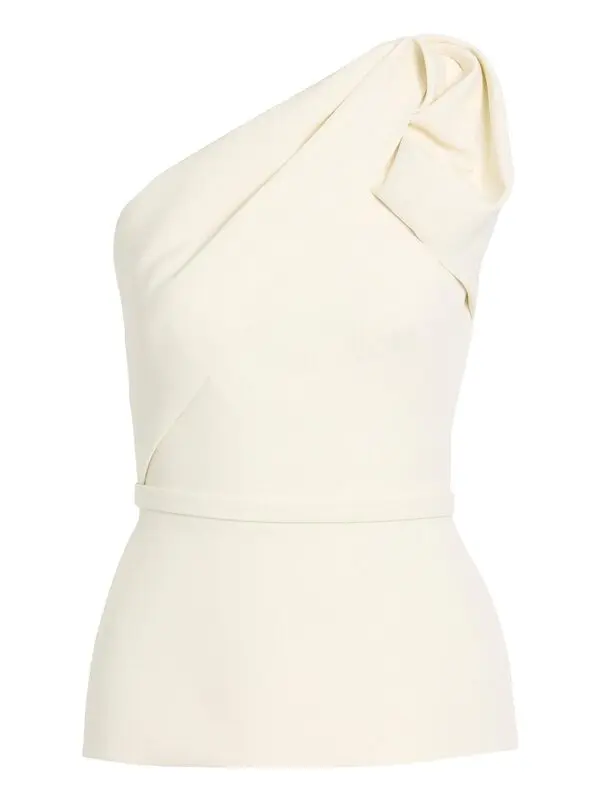 Safiyaa Jaida One-shoulder Draped Top - Ivory