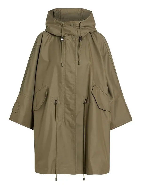 Max Mara Cotton-blend Gabardine Hooded Cape - Army Green