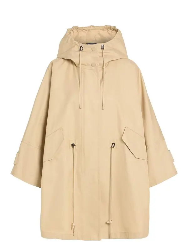 Max Mara Cotton-blend Gabardine Hooded Cape - Sand