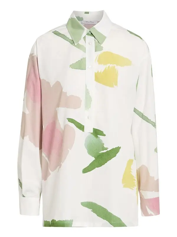 Max Mara Verace Printed Cotton-poplin Shirt - White