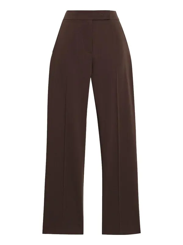 Max Mara Okra Cotton-blend Straight-leg Pants - Dark Brown