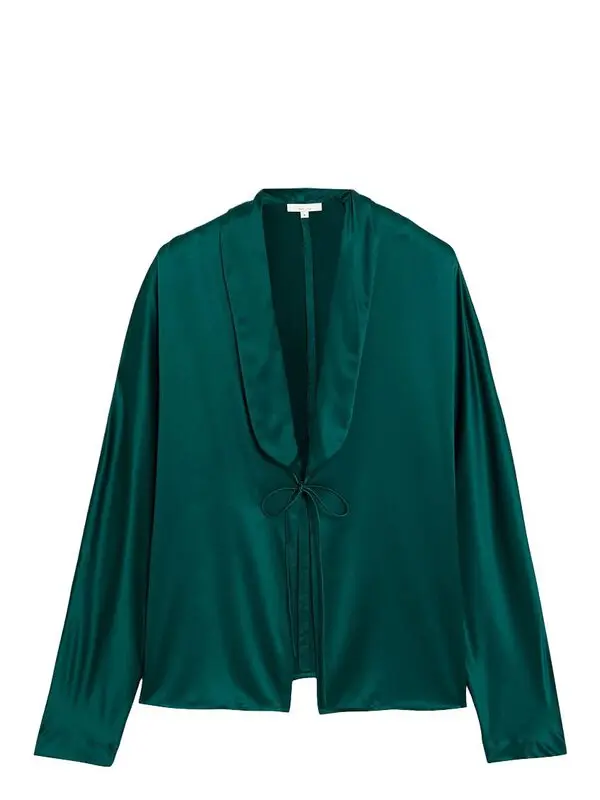THE SEI Silk-satin Blouse - Emerald