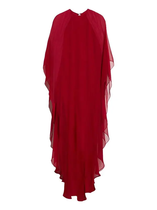 THE SEI Draped Silk-chiffon Kaftan - Crimson