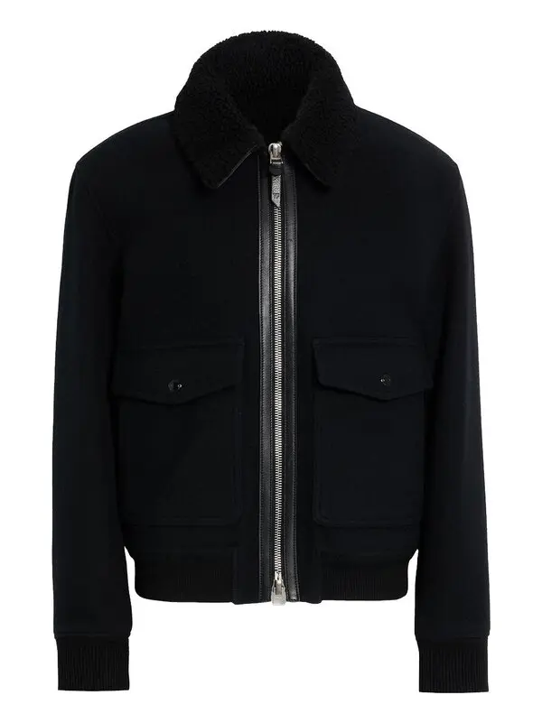 TOM FORD Shearling-trimmed Wool-blend Felt Jacket - Black