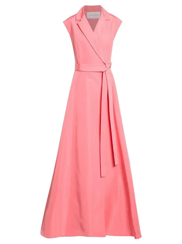 Carolina Herrera Silk-faille Maxi Wrap Gown - Bubblegum