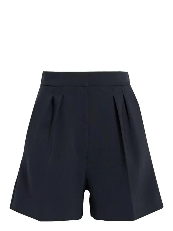 Max Mara Zic Pleated Wool-blend Shorts - Midnight Blue