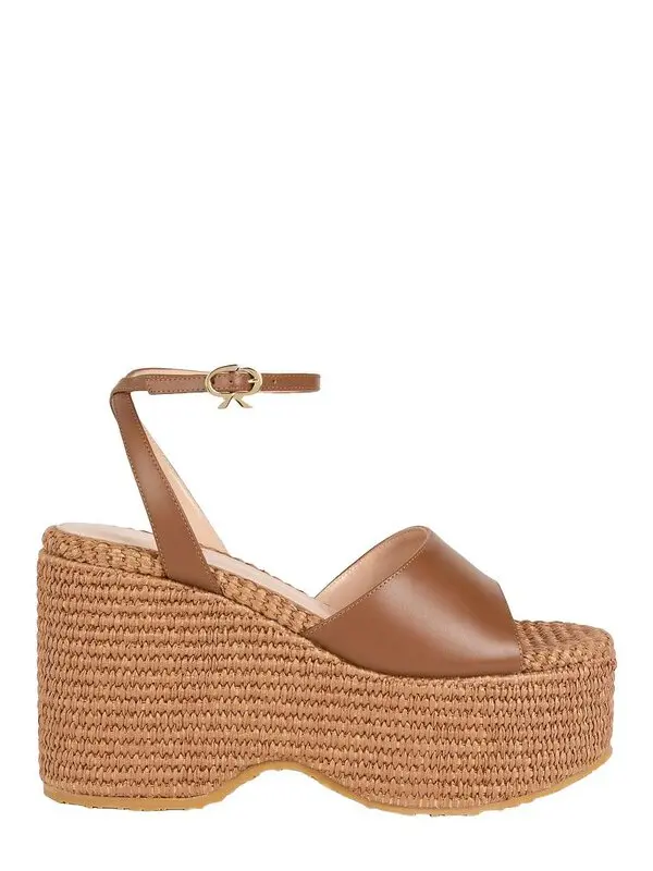 GIANVITO ROSSI Thalia Leather Platform Sandals - Brown