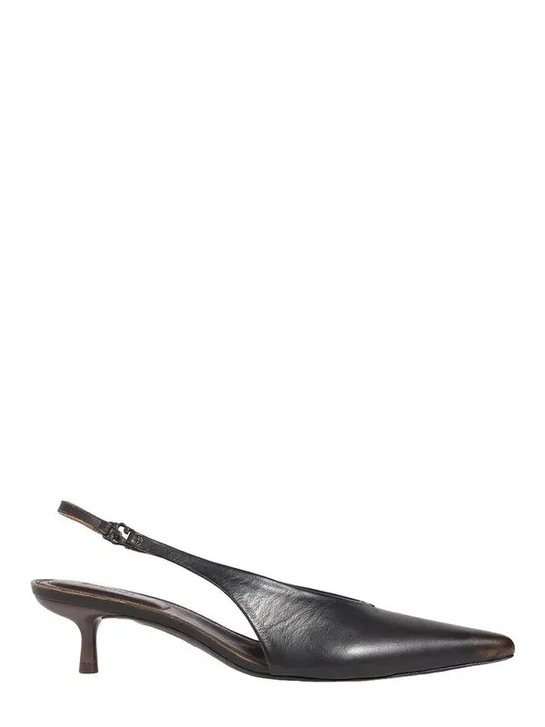 Simkhai Sylvie Leather Slingback Pumps - Chocolate
