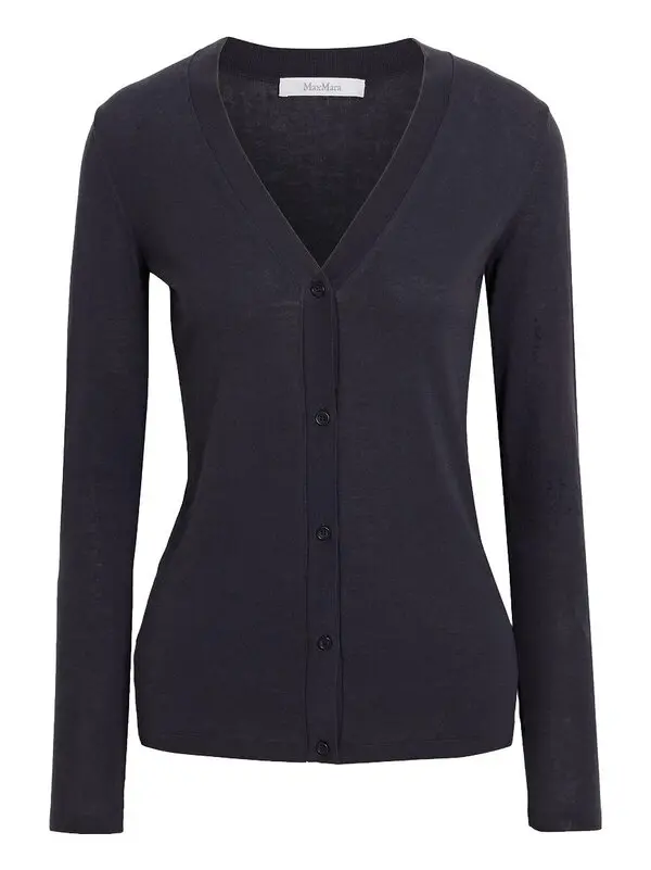 Max Mara Tennis Cotton And Silk-blend Cardigan - Navy