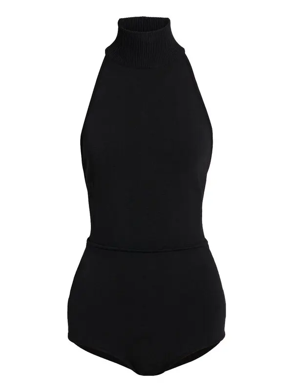 Max Mara Apogeo Open-back Stretch-knit Bodysuit - Black