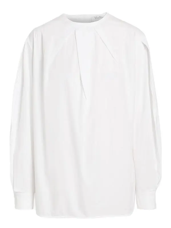 Max Mara Olinto Pleated Cotton-poplin Shirt - White